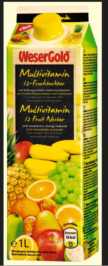 Wesergold Multivitaminnektar 8x1 Liter Tetra Pak | 37173 - Backring Nord