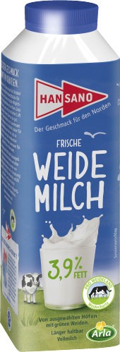 Hansano Weidemilch 3,9% 0,5 Liter | 47024 - Backring Nord